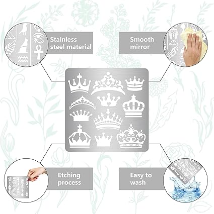 Buy Crown Shape Stainless Steel Metal Stencil for DIY Art & Craft ...