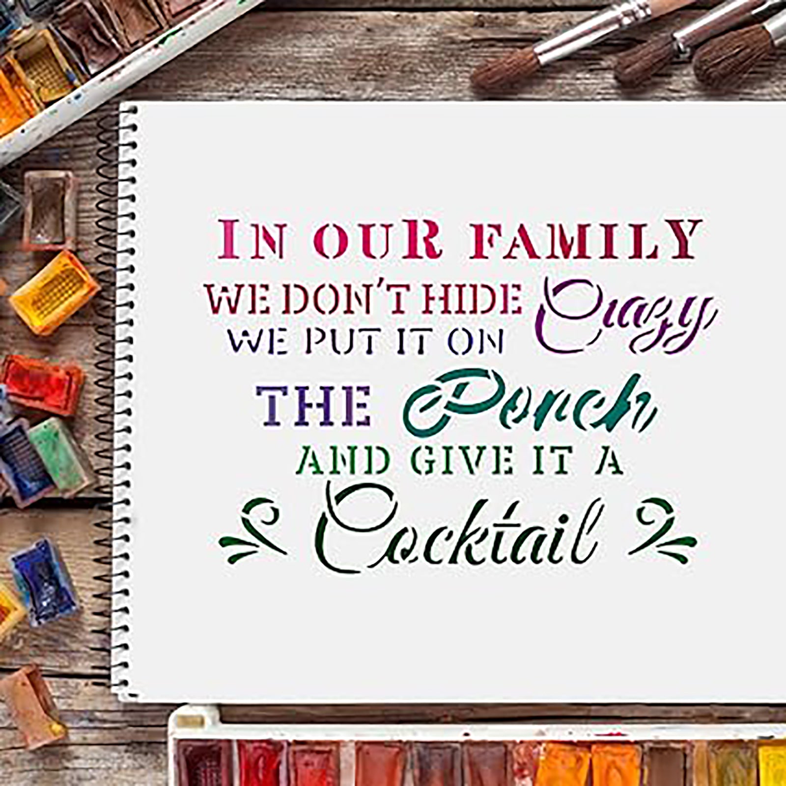 Buy in Our Family Stencil Funny Quote Reusable Plastic Template for On ...