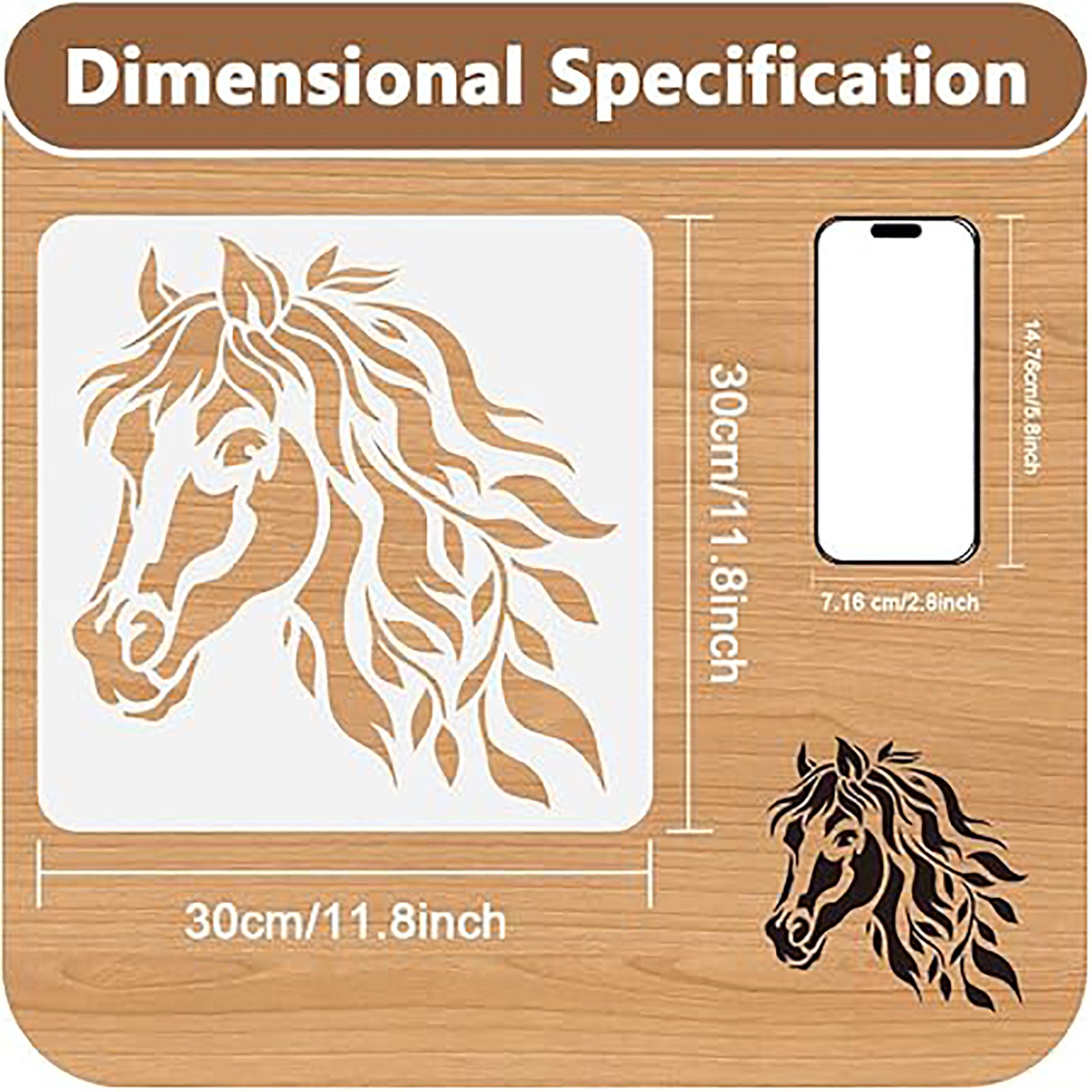 Buy Rectangle Horse Head Painting Stencil for DIY Art & Craft, Pack of ...