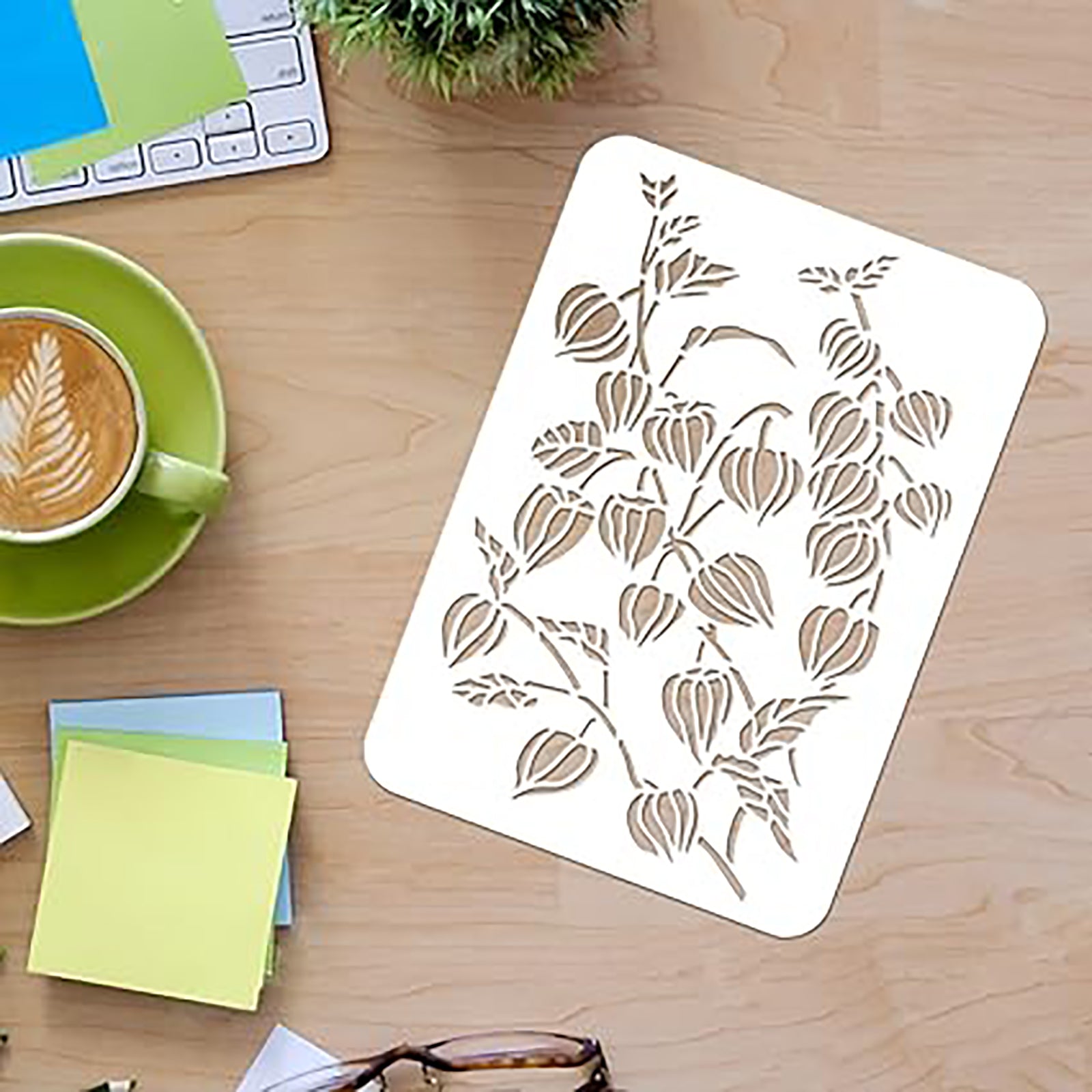 Buy Lantern Floral Flowers Stencil Reusable Plastic Template On Cliths