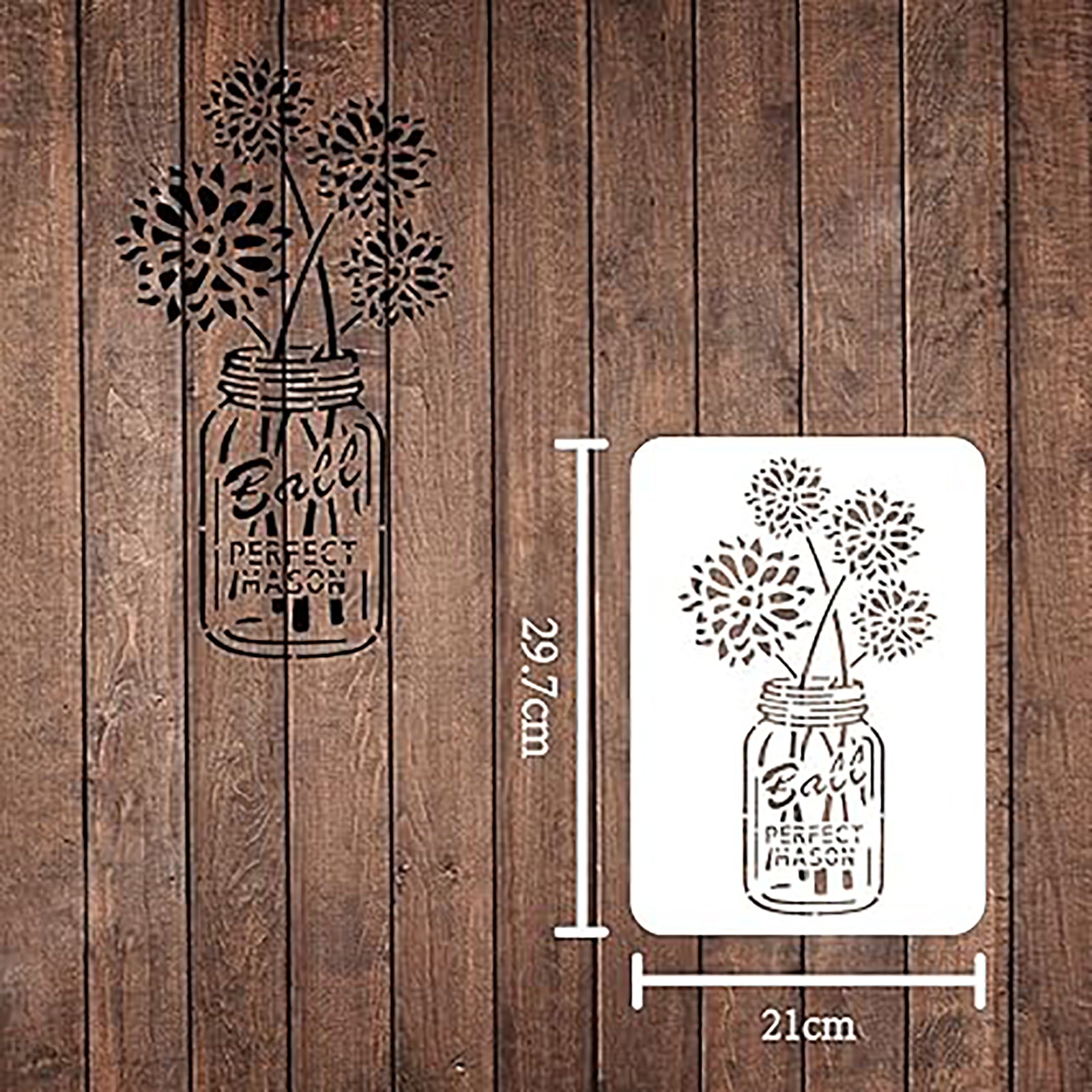 Buy Mason Jar Floral Stencil Reusable Plastic Flower Vase Template On ...