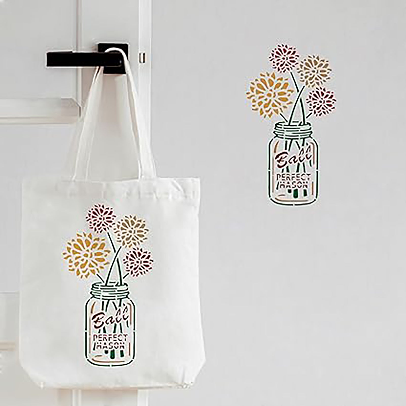 Buy Mason Jar Floral Stencil Reusable Plastic Flower Vase Template On ...