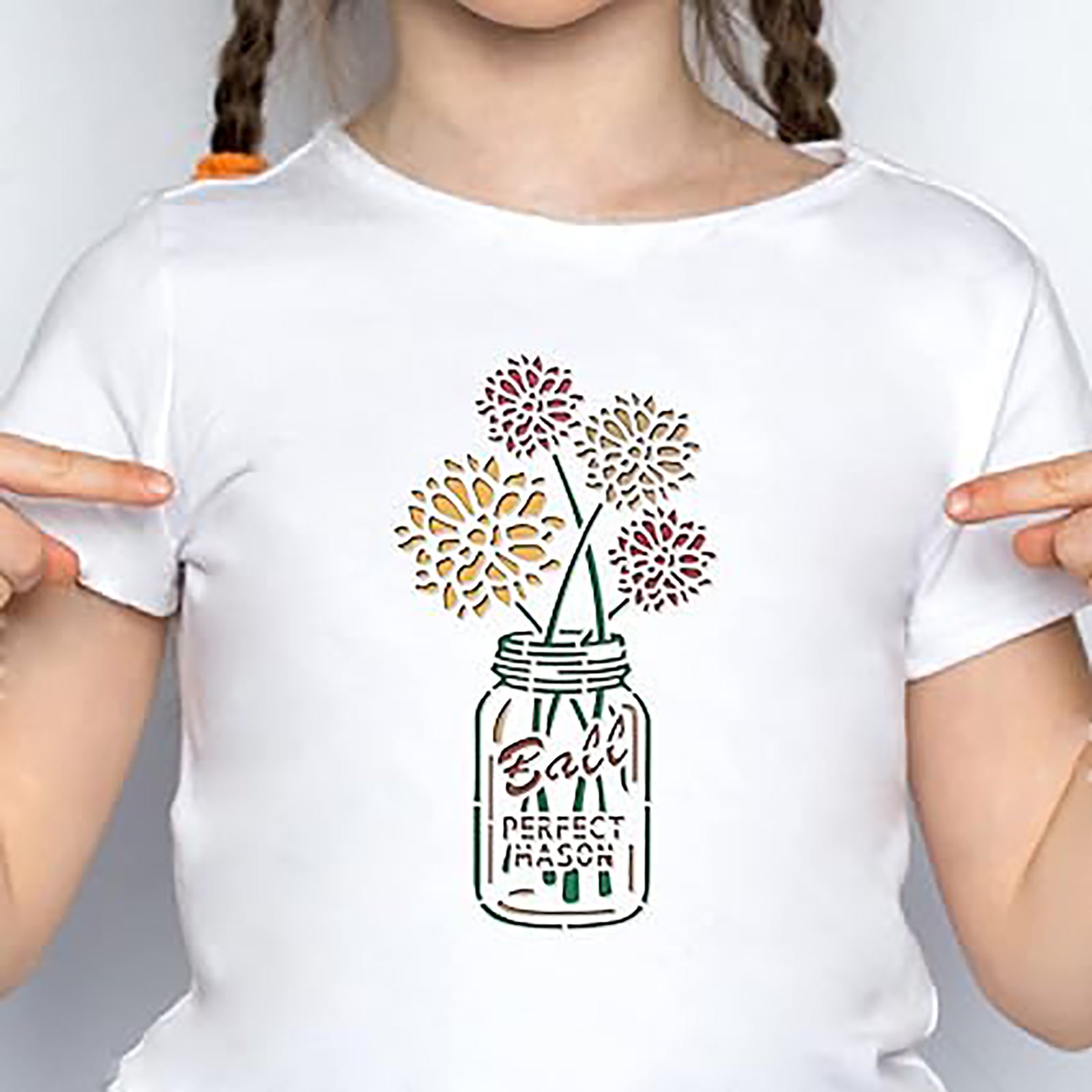 Buy Mason Jar Floral Stencil Reusable Plastic Flower Vase Template On ...