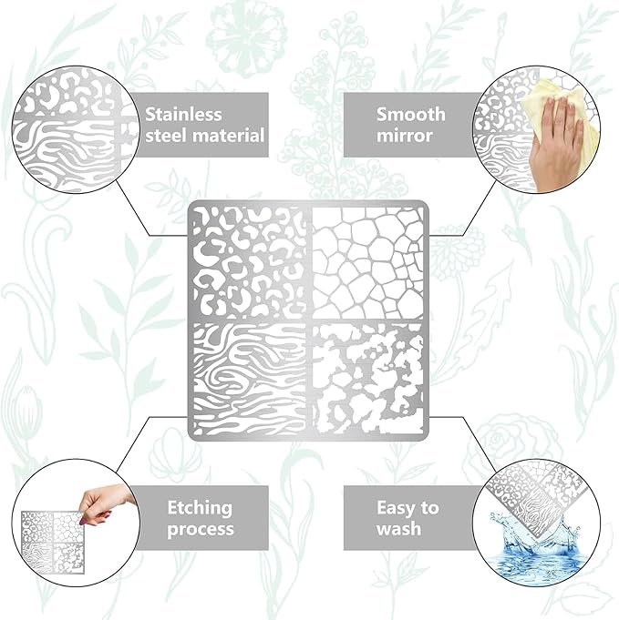 Buy Animal Print Metal Stencil Leopard Skin Stainless Steel Drawing ...