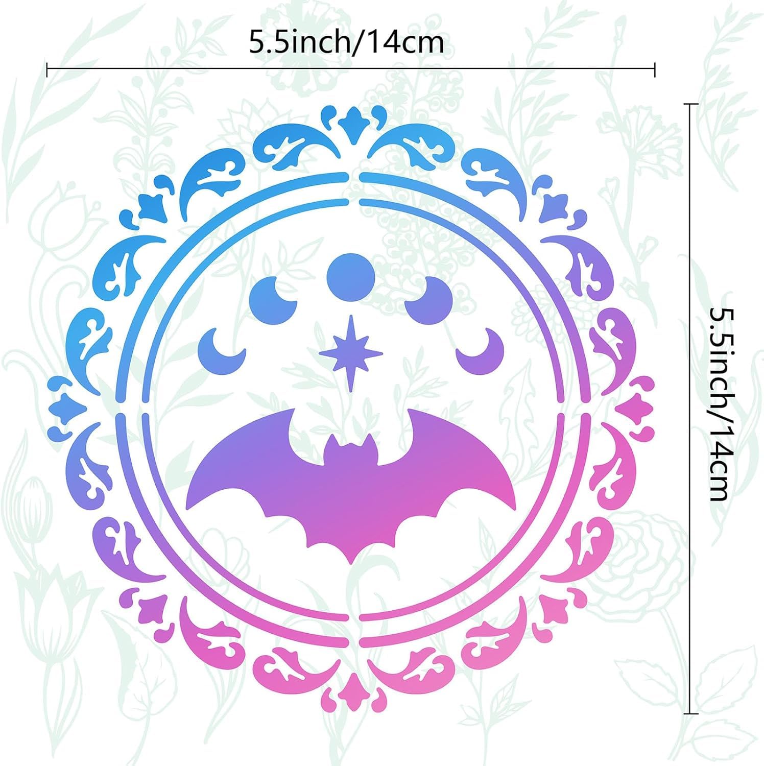 Buy Stainless Steel Moon Phase Bat Metal Stencil for DIY Art & Craft ...