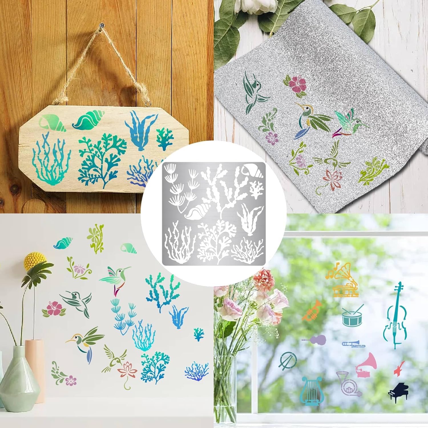 Buy Stainless Steel Metal Stencil for DIY Art & Craft | Seaweed Ocean ...