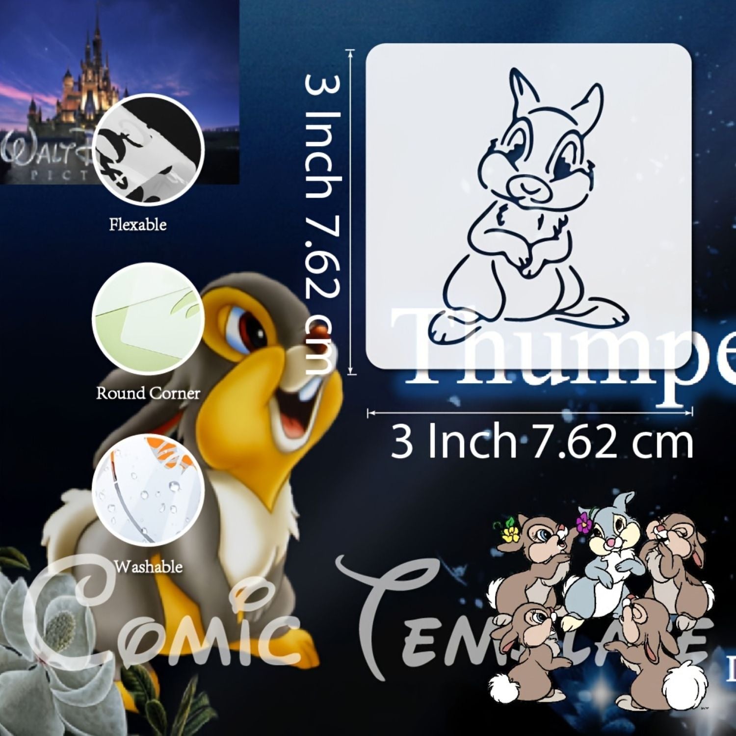 Buy Thumper Face Reusable Stencils for Face Paint, Walls on Cliths