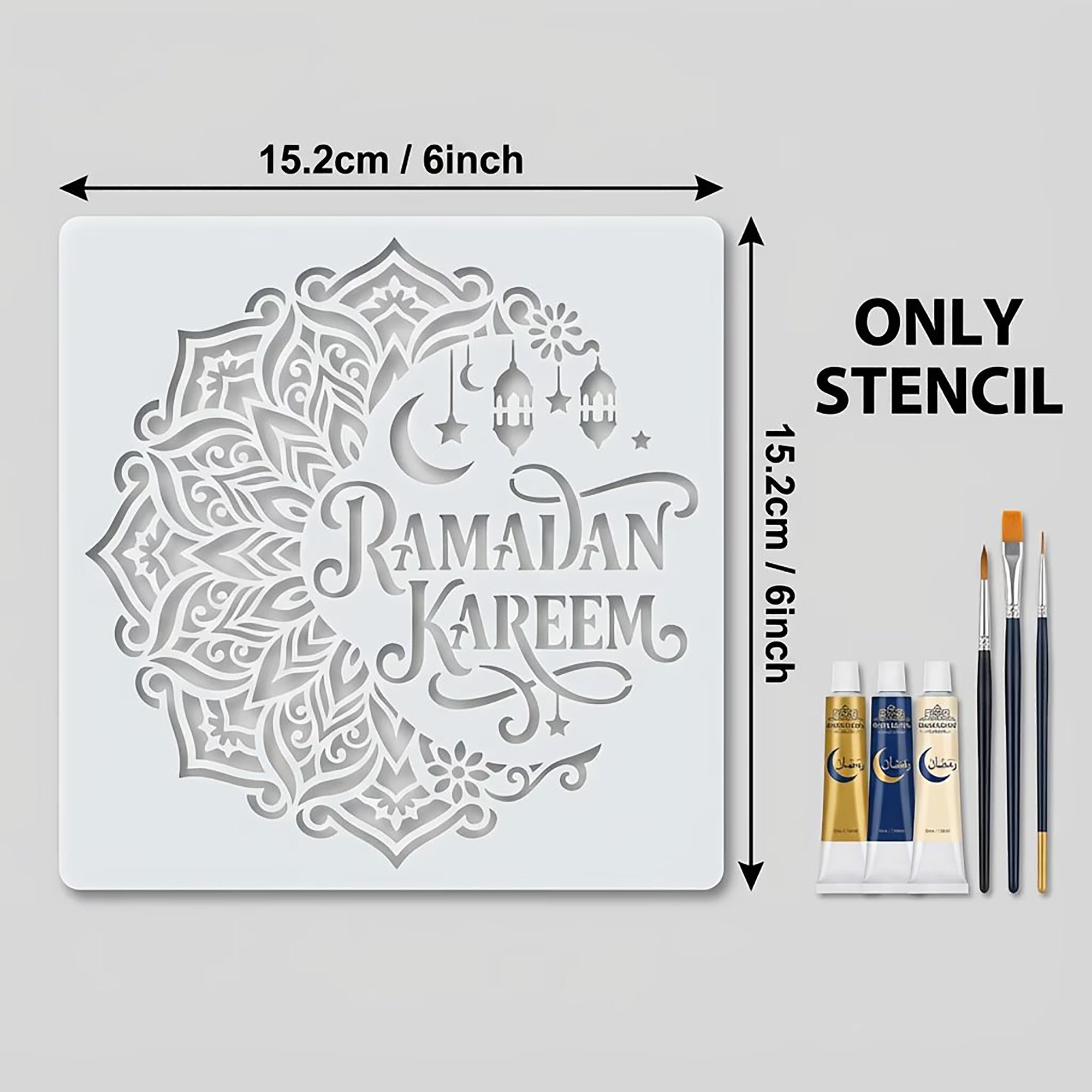 Buy Square Plastic Stencil for DIY Art & Craft | Ramadan & Eid Islamic ...