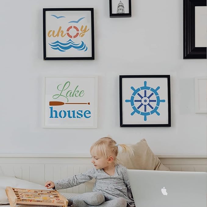 Buy Square PET Nautical Stencils DIY Art & Craft Pack of 9 – On Cliths