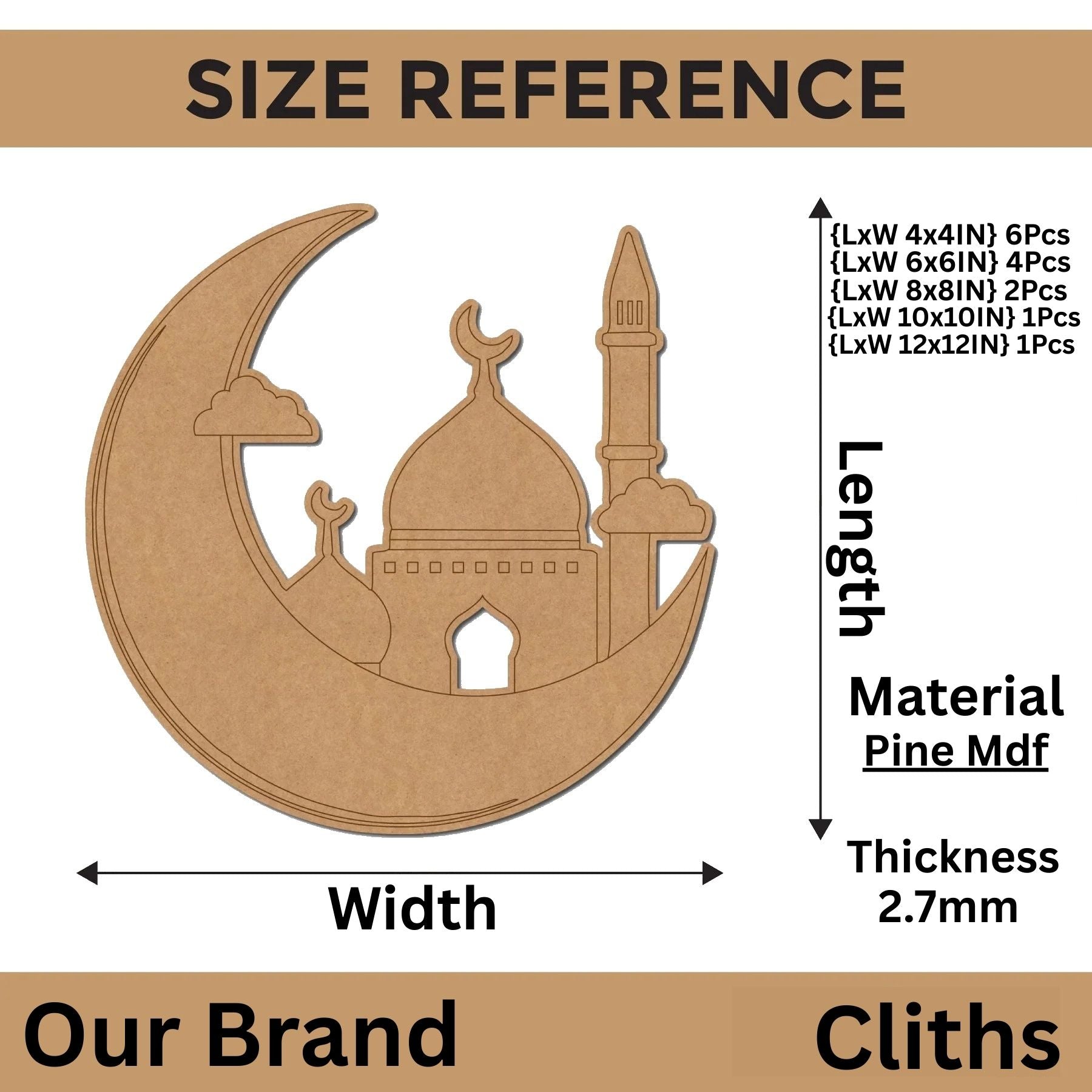 Buy Moon Mosque MDF DIY Art & Craft Base | Unfinished Islamic Cutout ...