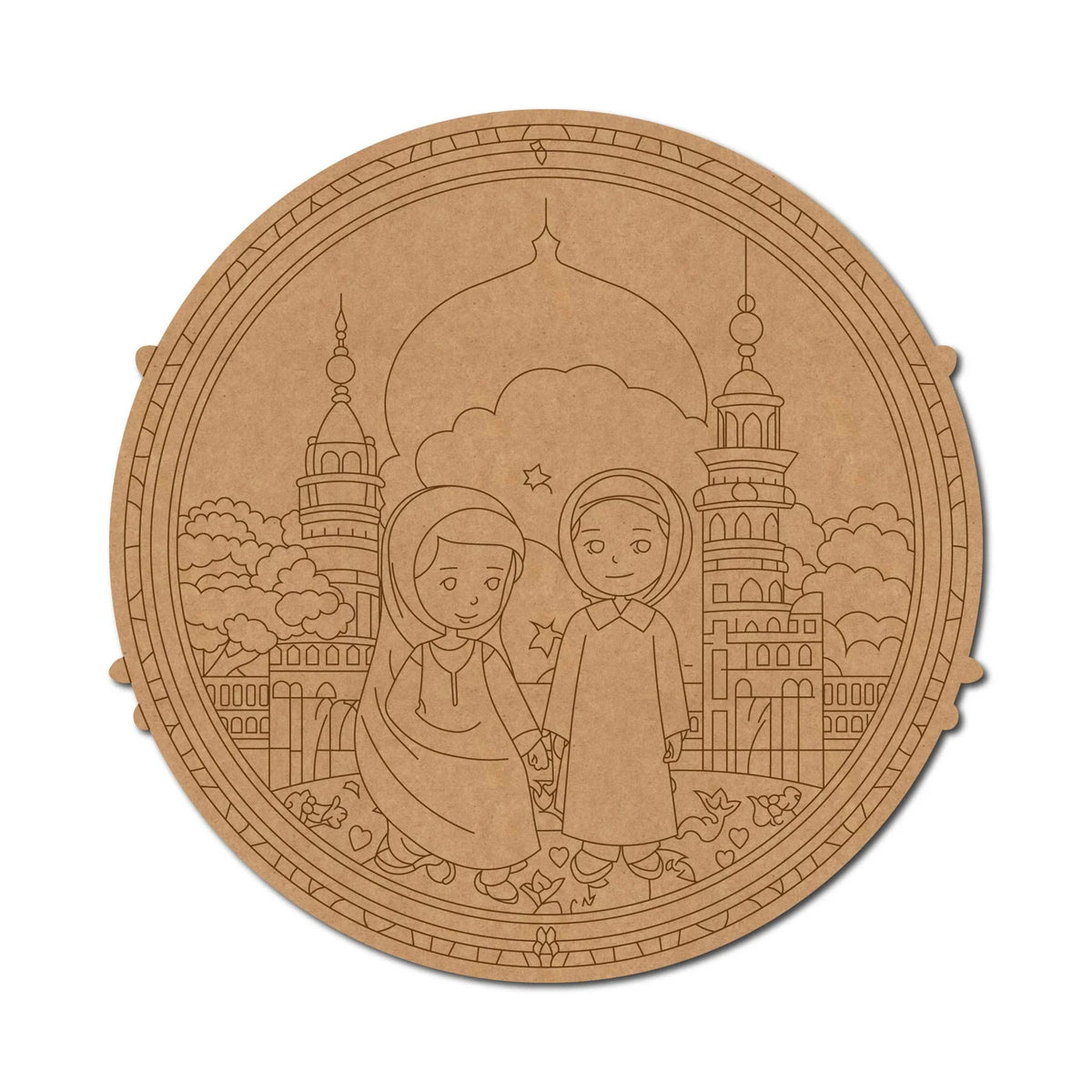 Buy Round Pine MDF DIY Art & Craft Base Board | Muslim Girl Mosque ...