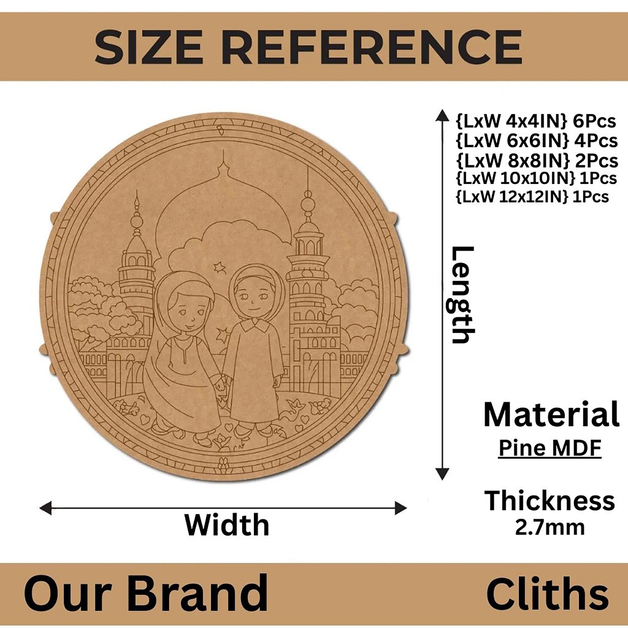 Buy Round Pine MDF DIY Art & Craft Base Board | Muslim Girl Mosque ...