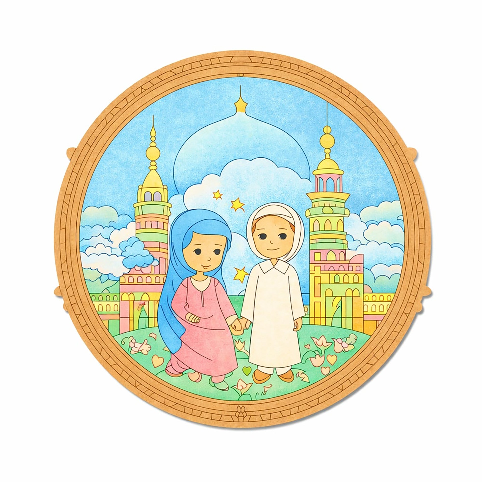 Buy Round Pine MDF DIY Art & Craft Base Board | Muslim Girl Mosque ...