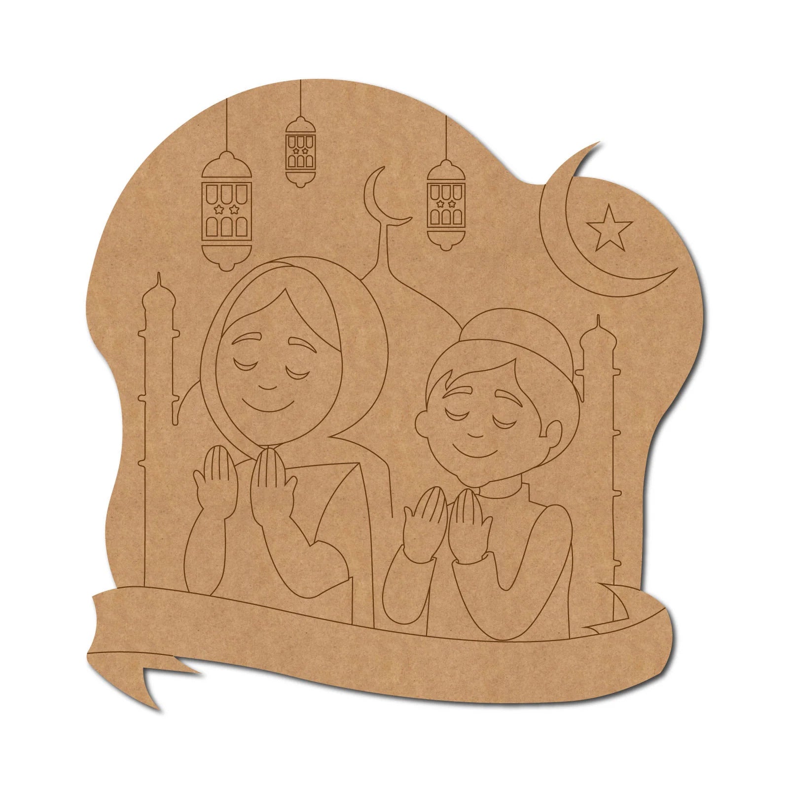 Buy Muslim Mother & Child Pine MDF DIY Art & Craft Base | Unfinished ...