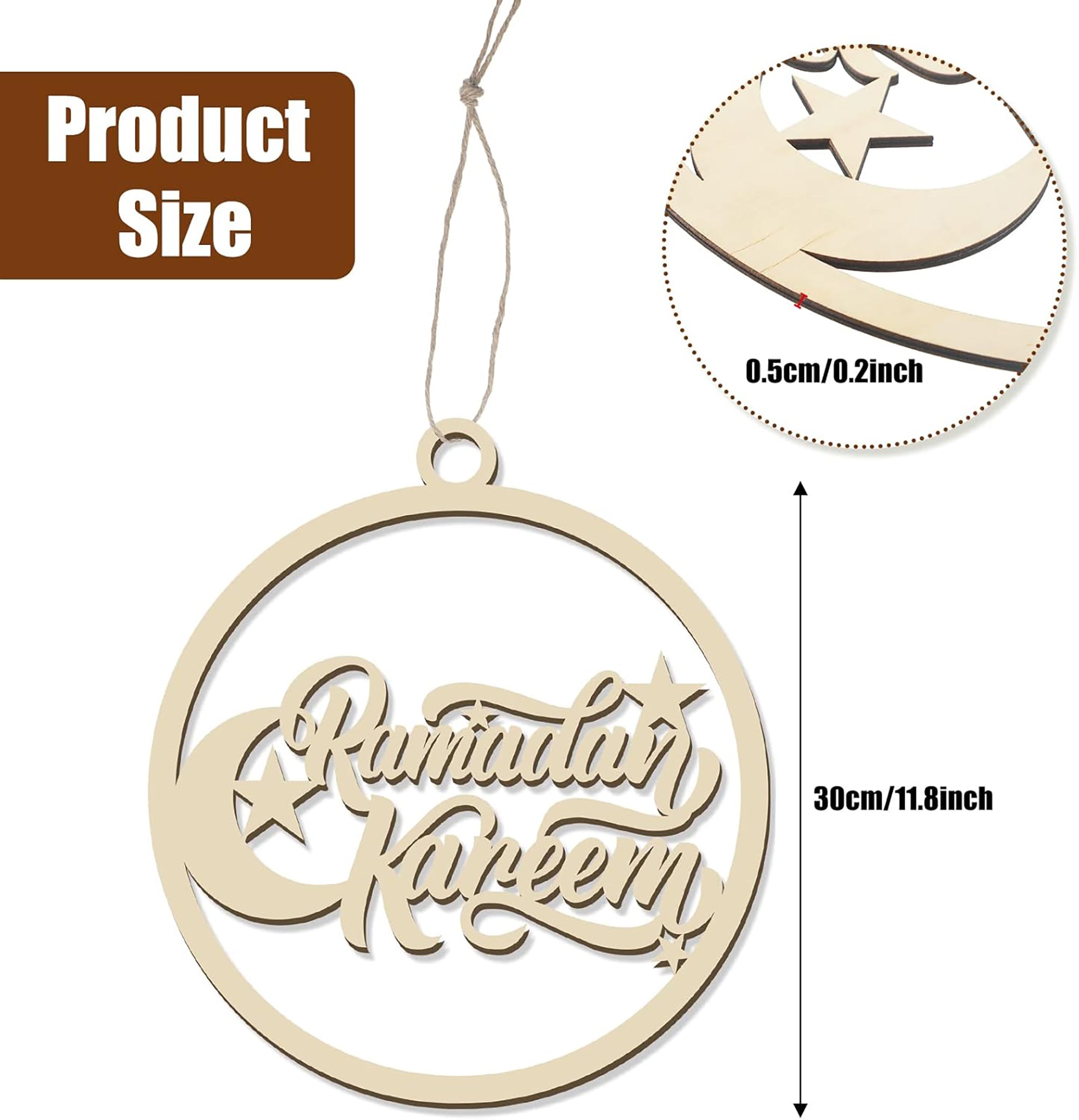 Buy Round Pine Wood Ramadan Kareem DIY Festival Hanging Base On Cliths