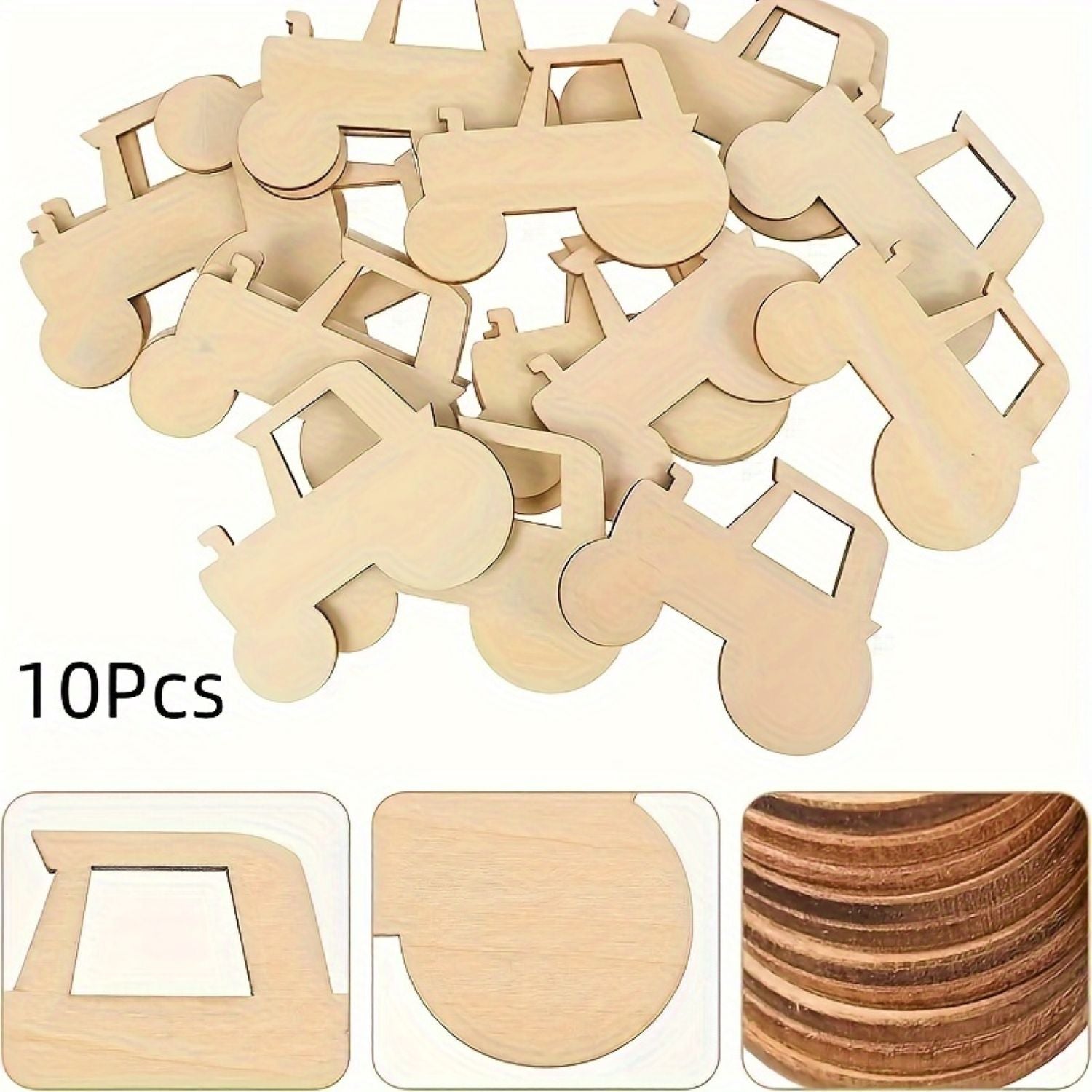 Buy Set of 10 Wooden Tractor DIY Painting Craft Shapes on Cliths.com